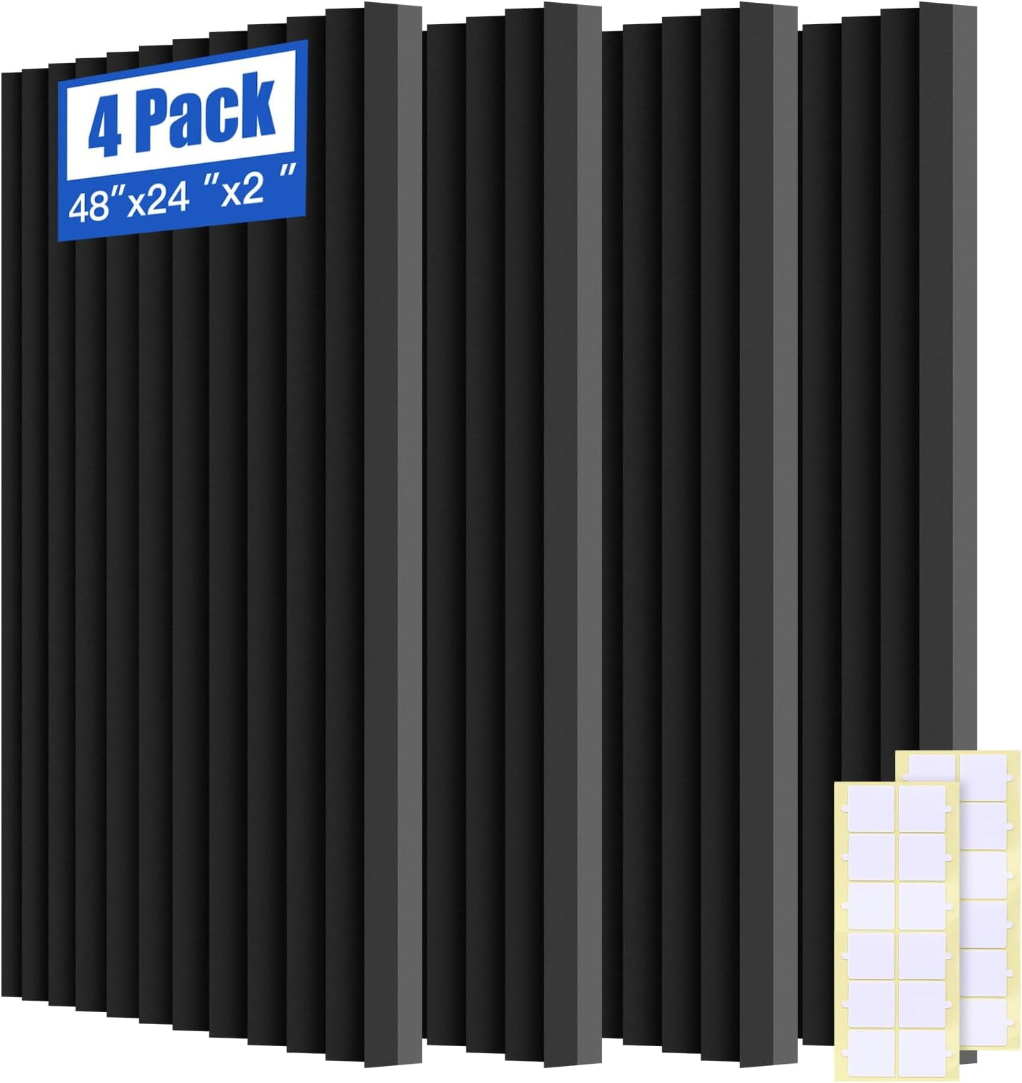 4 count Acoustic Panels,48''X24''X2'' Soundproof Wall Panels,High ...