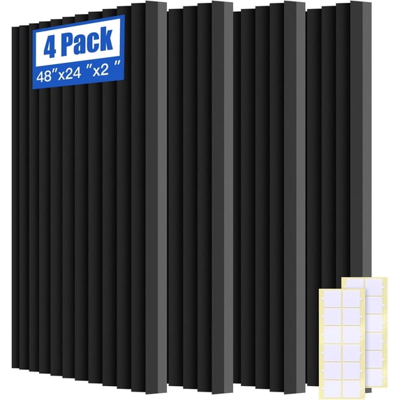 4 count Acoustic Panels,48''X24''X2'' Soundproof Wall Panels,High ...