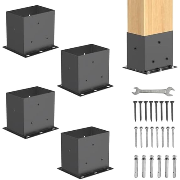 4 count Base,4"x 6" Brackets(Acturl3.6 x5.6), Black -Coated Thick ...