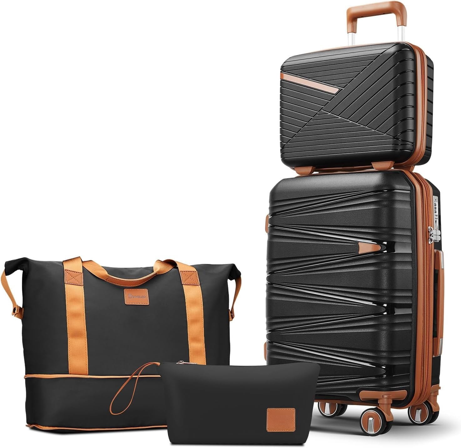 4 count Carry Luggage Set 20 Inch, Expandable PP Hardshell Suitcase ...