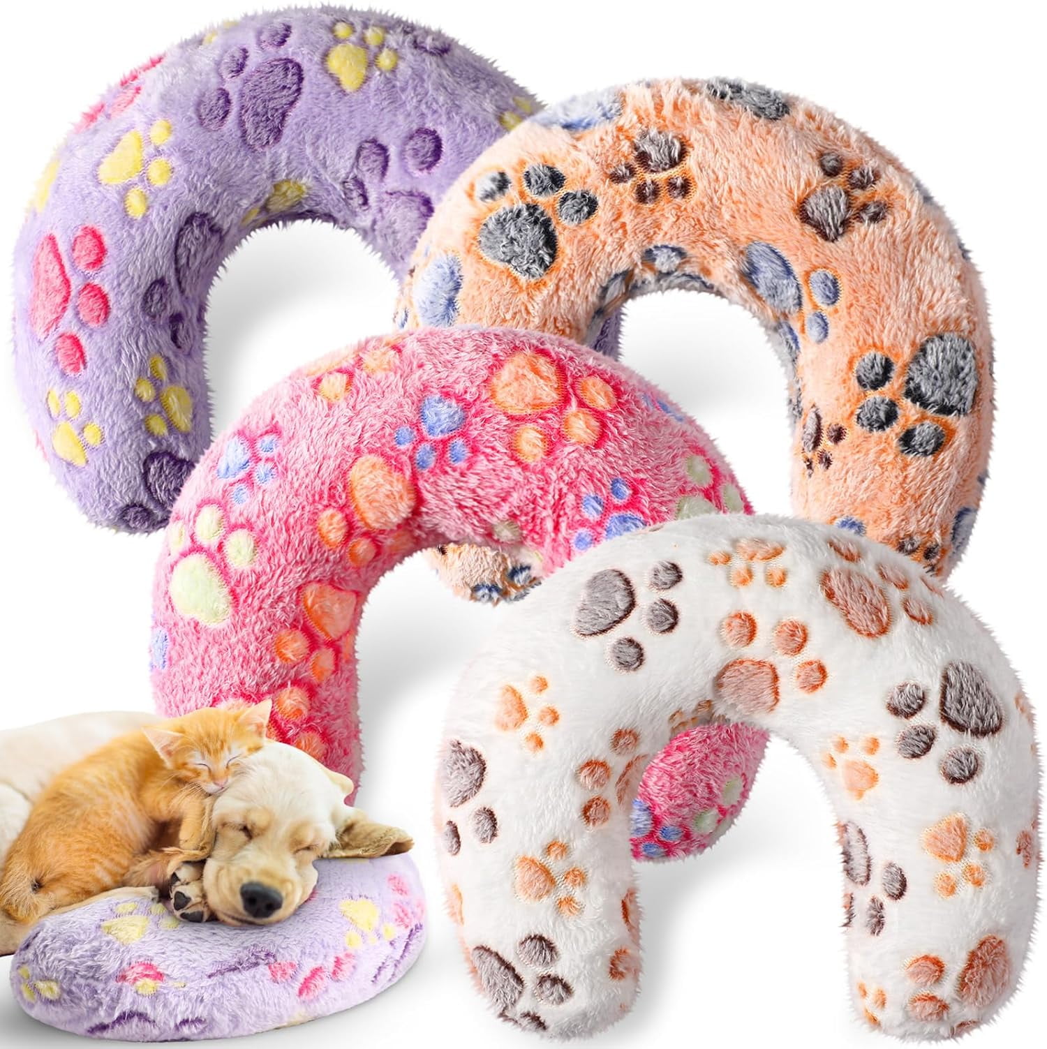 4 count Christmas Pillows for Cats Puppy Bed Soft Fluffy Pet Calming ...