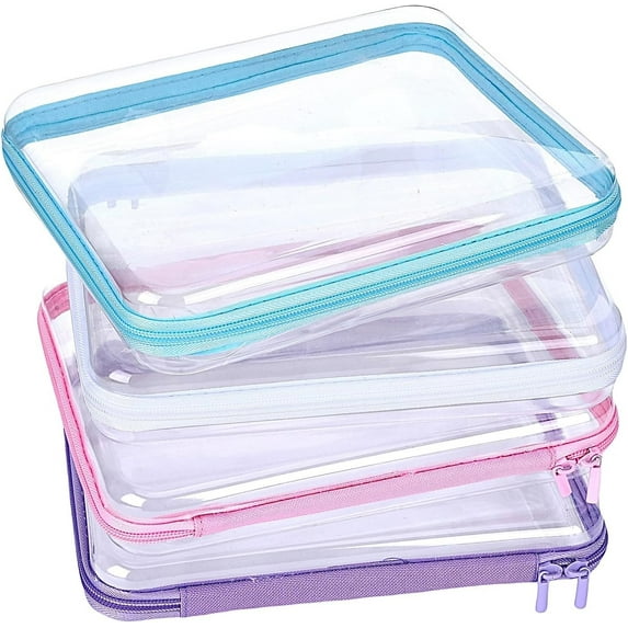 4 count Clear Hard Shell Zipper Case, Hard Sided Pencil Case Clear ...