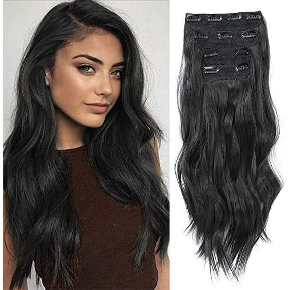 4 count Clip in Hair Extensions 20Inch Long Wavy Hair Extensions Clip ...