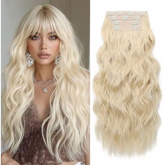 4 count Clip in Hair Extensions 24 Inches Long Soft Wavy Clip in ...