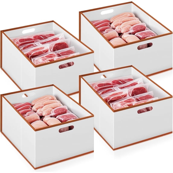 4 count Collapsible Freezer Organizer Bins with Handles 11. 7 x 15. 7 ...