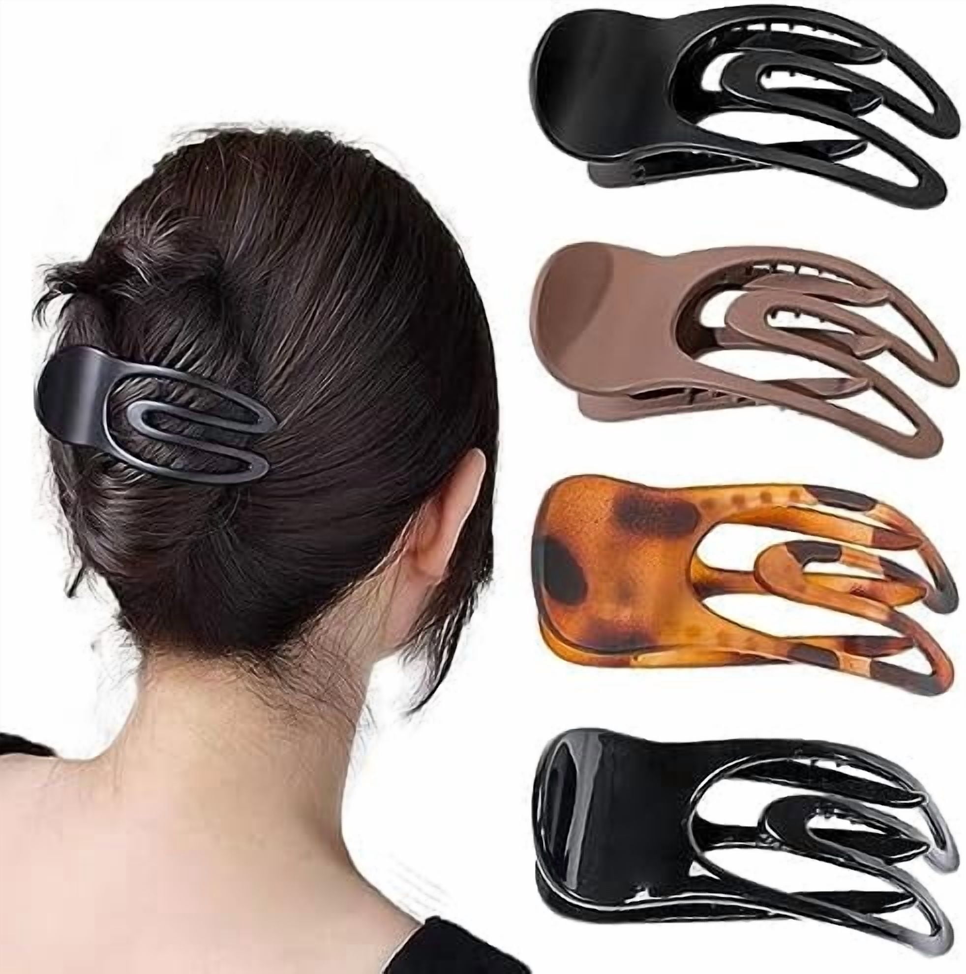 4 count Concord Flat Hair Clips for Women, 3.54 Inch Curved Hair Claw ...