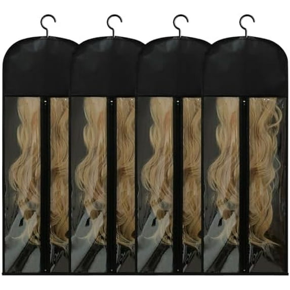 4 count Extra Long Wig Storage Bags with Hanger, Wig Storage for ...