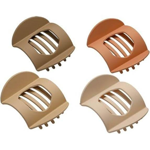 4 count Flat Claw Clips, Round Large Flat Hair Clips for Women, Hold ...