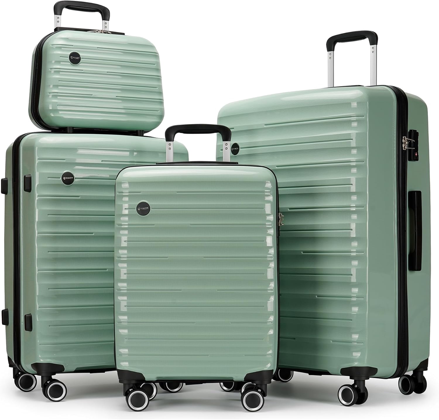 4 count Hard Shell Luggage Sets with Spinner Wheels PP Hardside Large ...