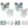 4 count Hats Beanie Bow Caps Preemie Hats No Scratch Mittens Set for 0 ...