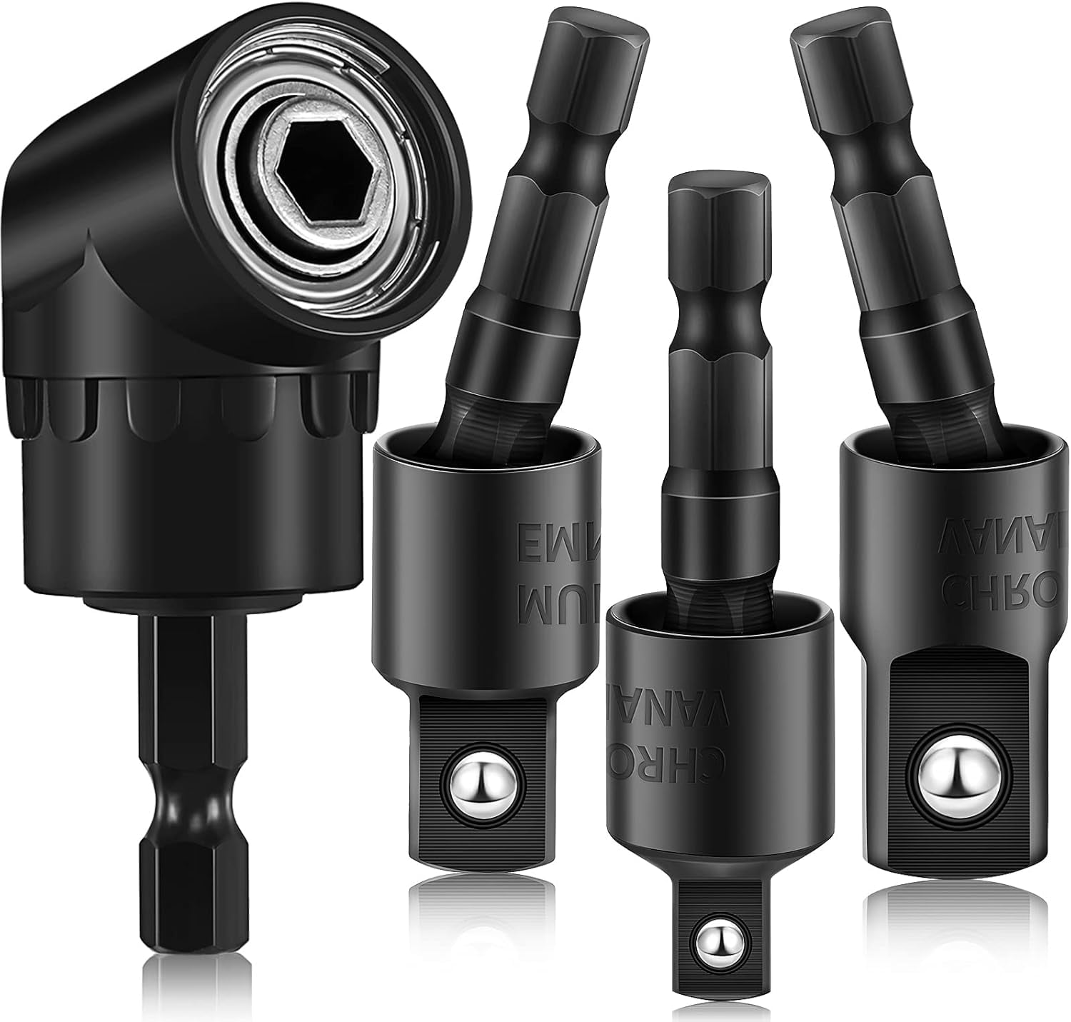 4 count Impact Socket Set 90 right angle Drill Attachment 360 ...