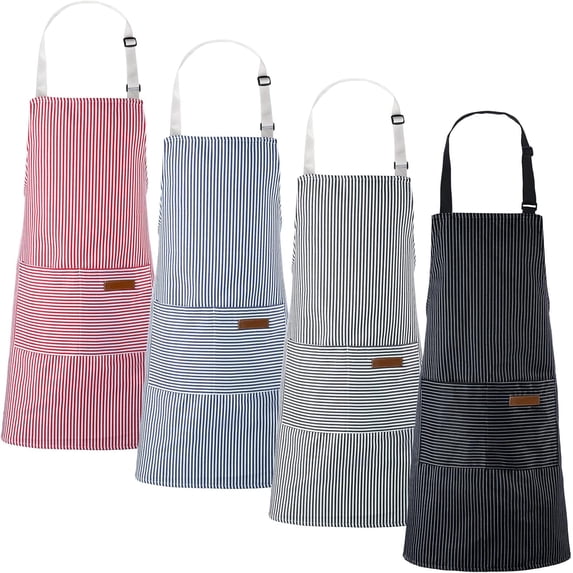 4 count Kitchen Cooking Aprons with Pockets Adjustable Baking Apron for ...