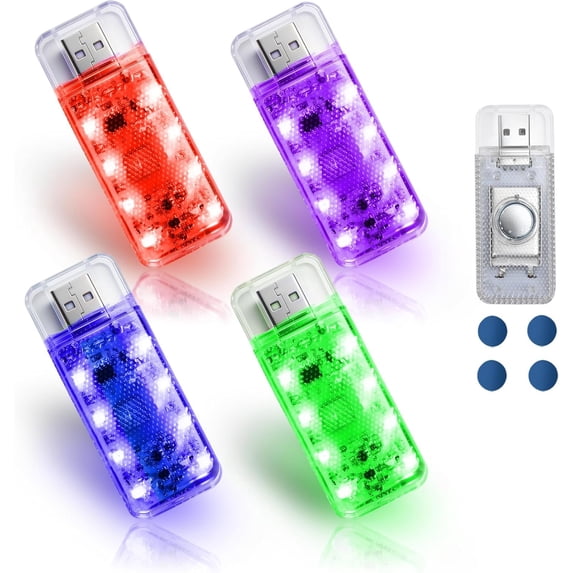 4 count LED Lights, USB Plug-in Rechargeable 8 High-Brightness,Portable ...