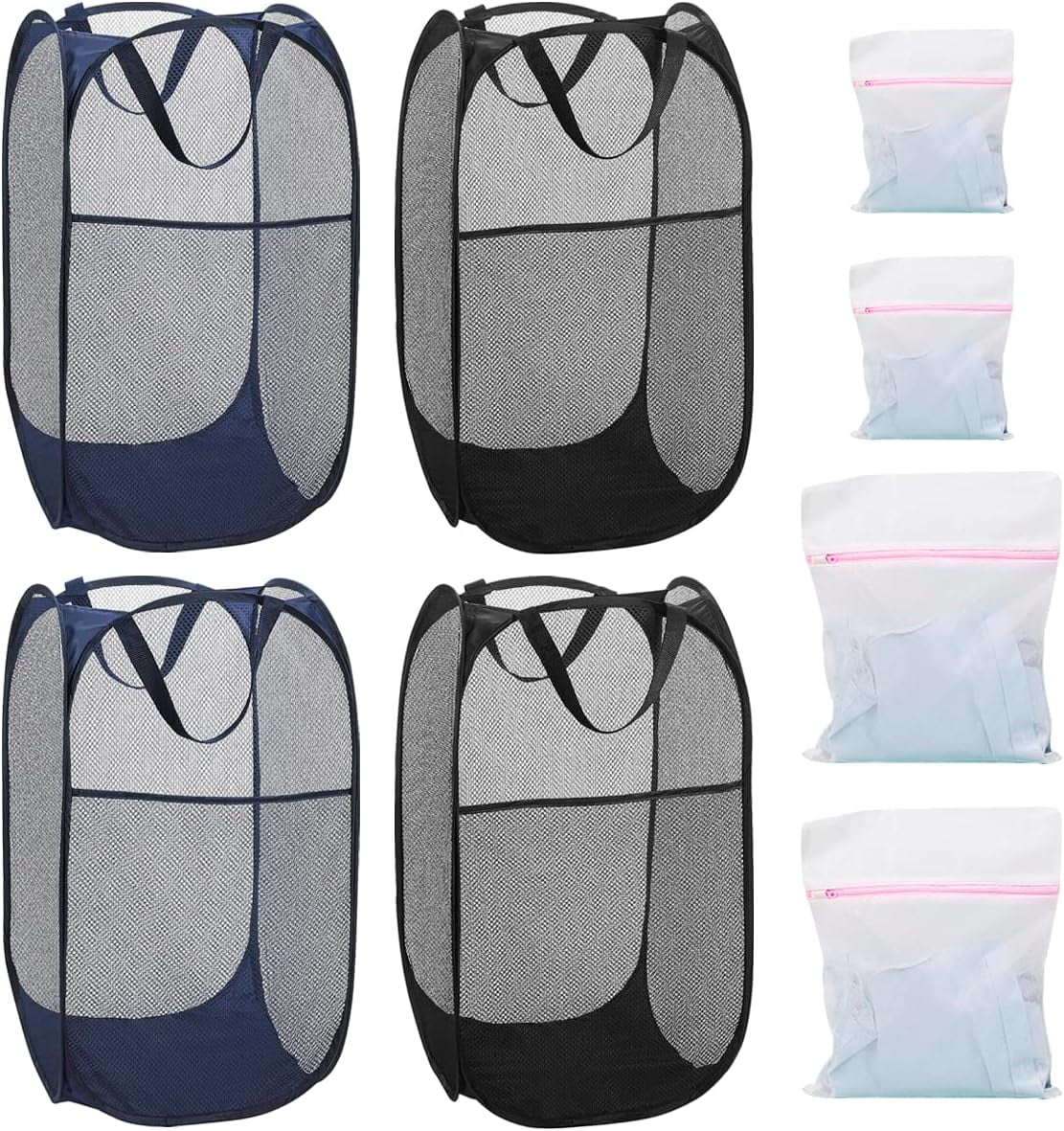 4 count Mesh Pop Up Laundry Hamper, Foldable Pop Up Hamper, Collapsible ...
