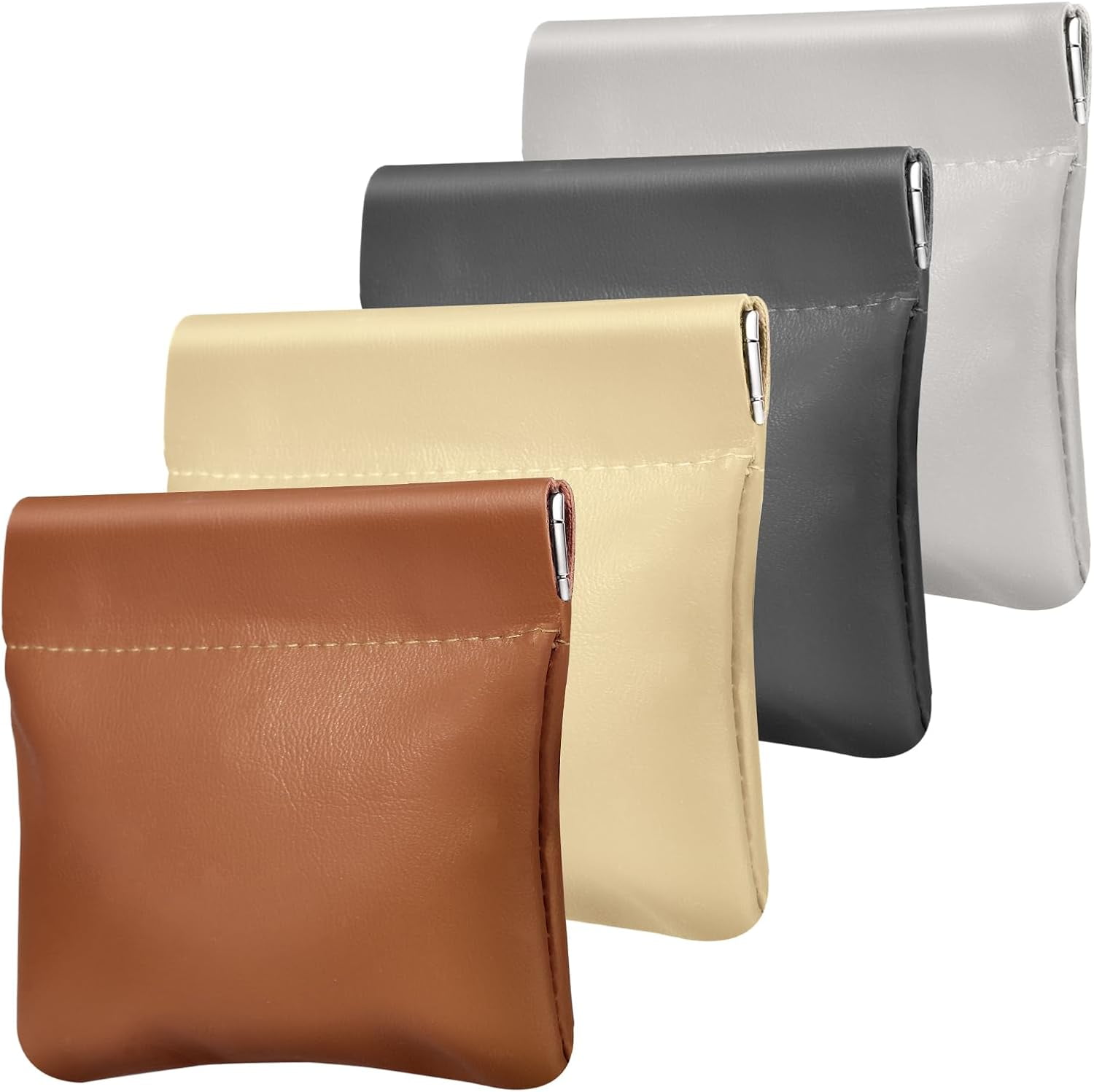 4 count Mini Squeeze Purse, 3.1in Pouchic Leather Change Purse, Small ...