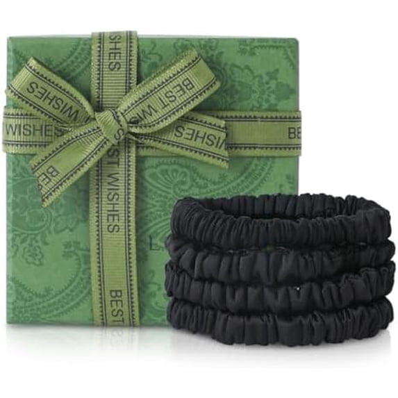 4 count Mulberry Silk Scrunchies for Hair, Pure Silk Hair Ties, No ...