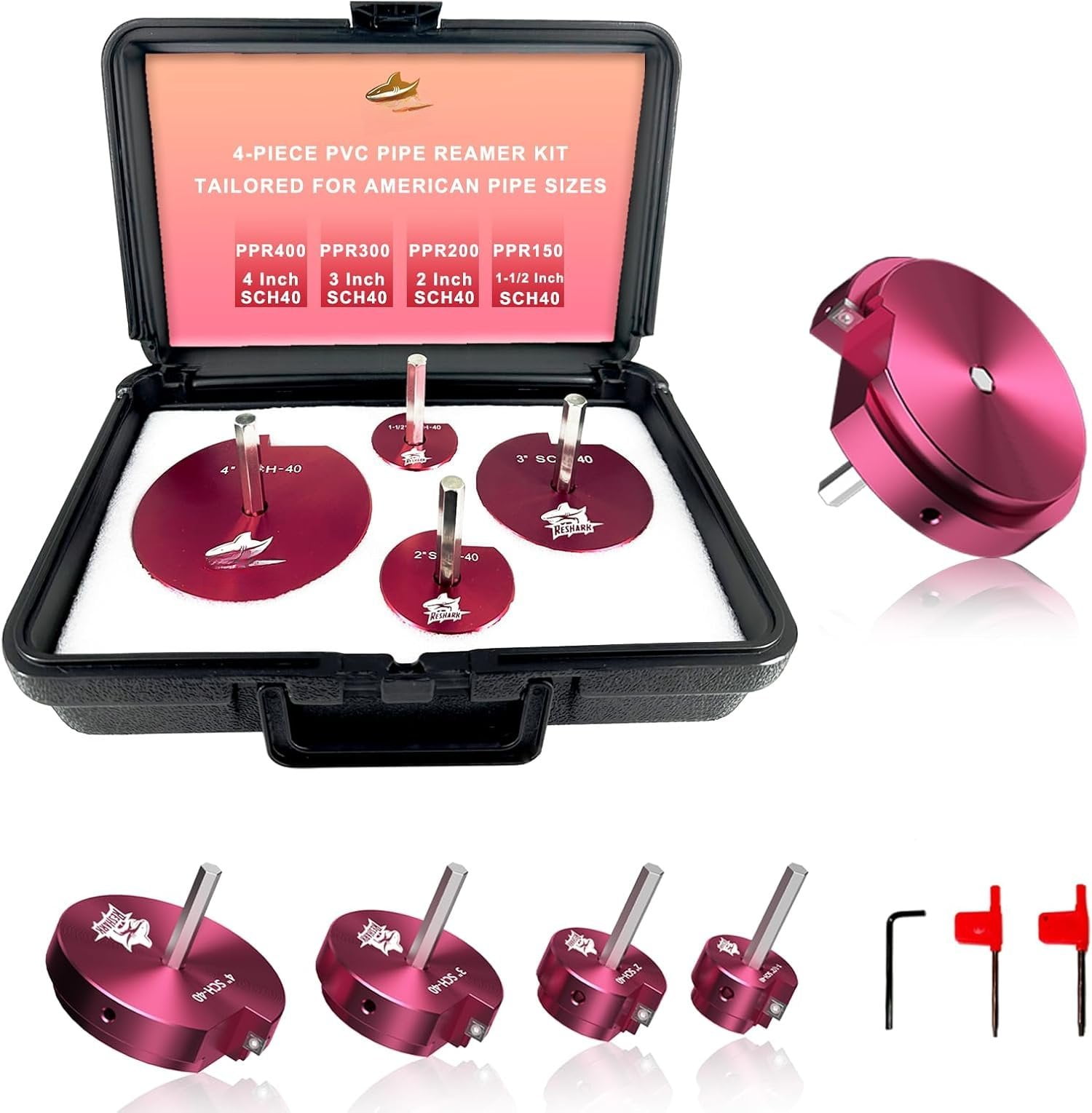 4 count PVC Pipe Reamer Kit, PVC Fitting Saver Pipe Fitting Reamer ...