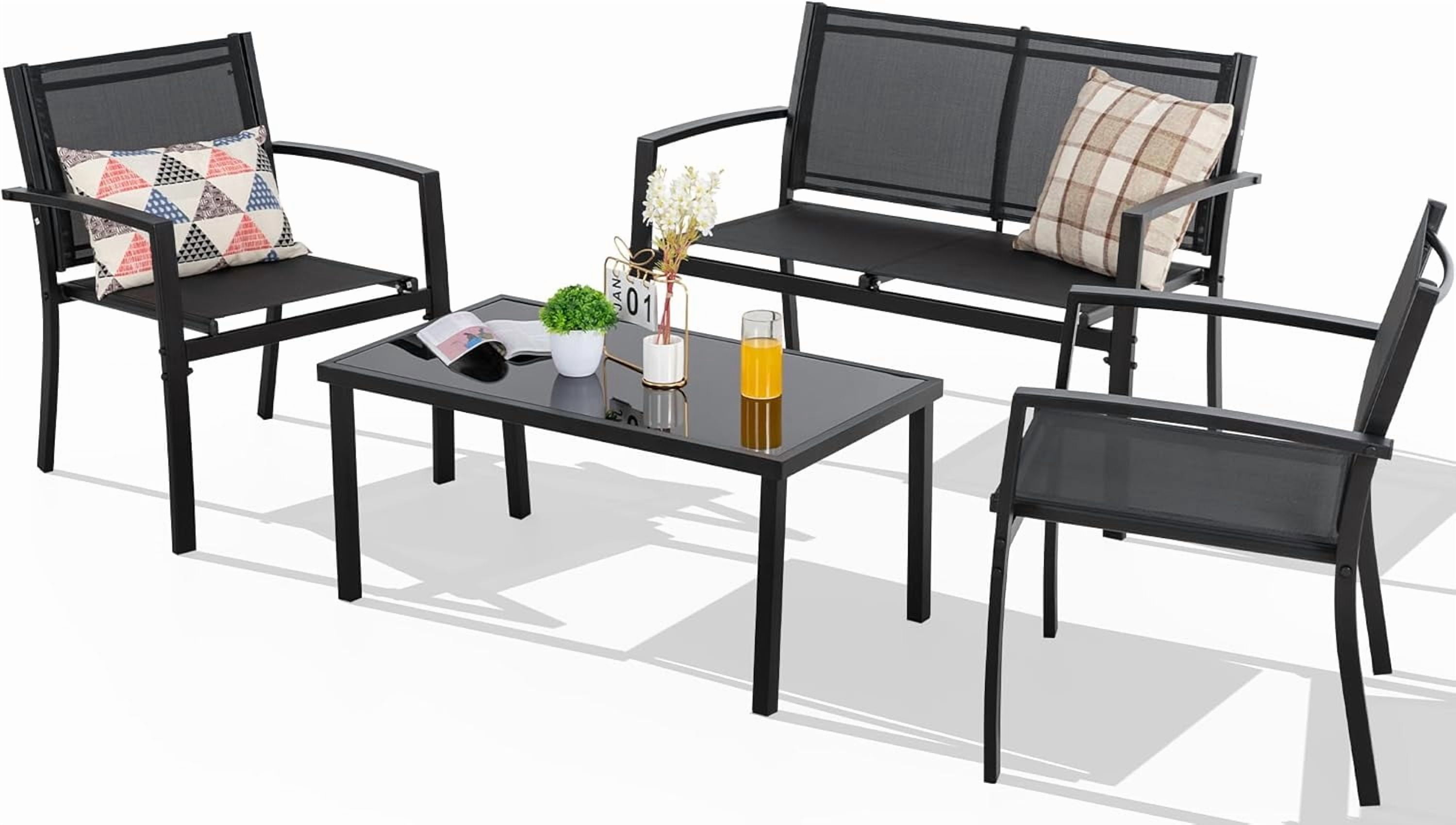 4 count Patio Furniture Set Weather Textile Fabric Outdoor Conversation ...