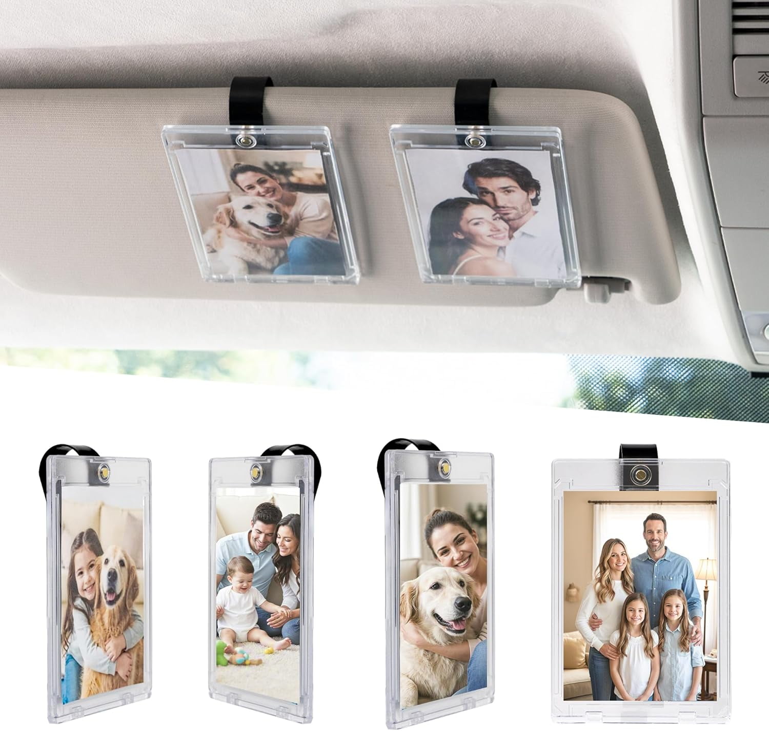 4 count Picture Holder for Visor - Photo Holder with Clips for Easy ...