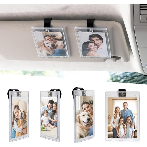 4 count Picture Holder for Visor - Photo Holder with Clips for Easy ...