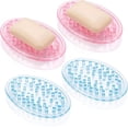 4 count Plastic Soap Holder Soap Dish Bar Saver Tray with Holes Sponge ...