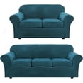 4 count Plush Sofa Slipcover Bundle 3 count Plush Loveseat Cover, Deep ...