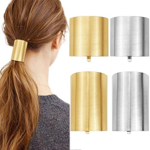 4 count Ponytail Holder Hair Clips Metal High Ponytail Hair Cuff Simple ...