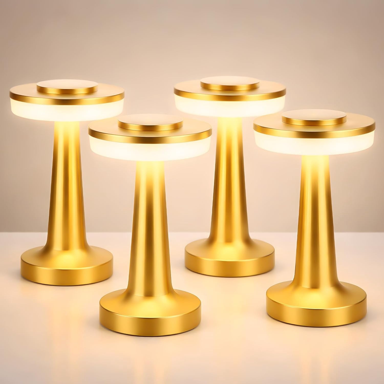 4 count Portable Cordless Table Lamp with Touch Sensor 3 Color Stepless ...