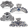 4 count Rhinestones Hair Clips Flower Metal Hair Claw with Sparkly ...