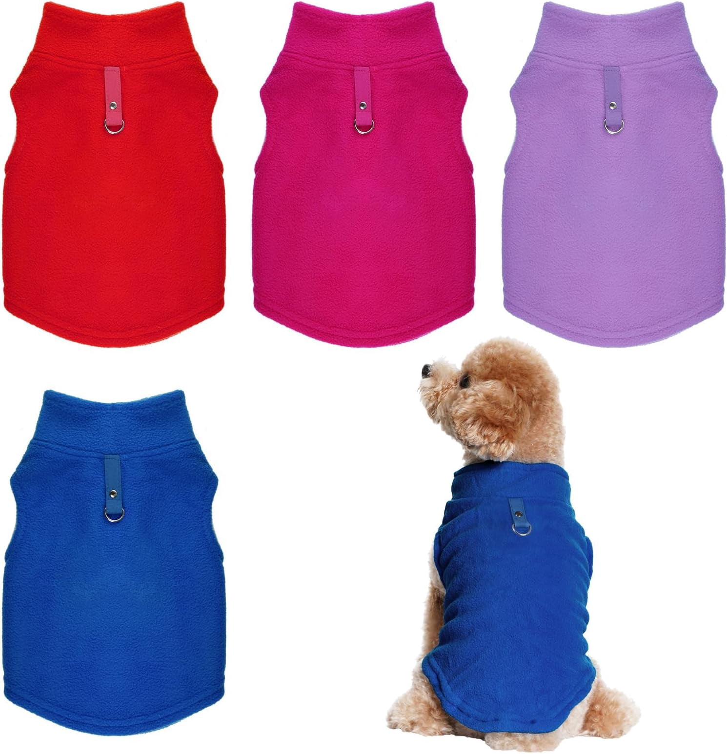 4 count of Rose Red Sweater with Leash Ring Soft Fleece Vest Pullover ...