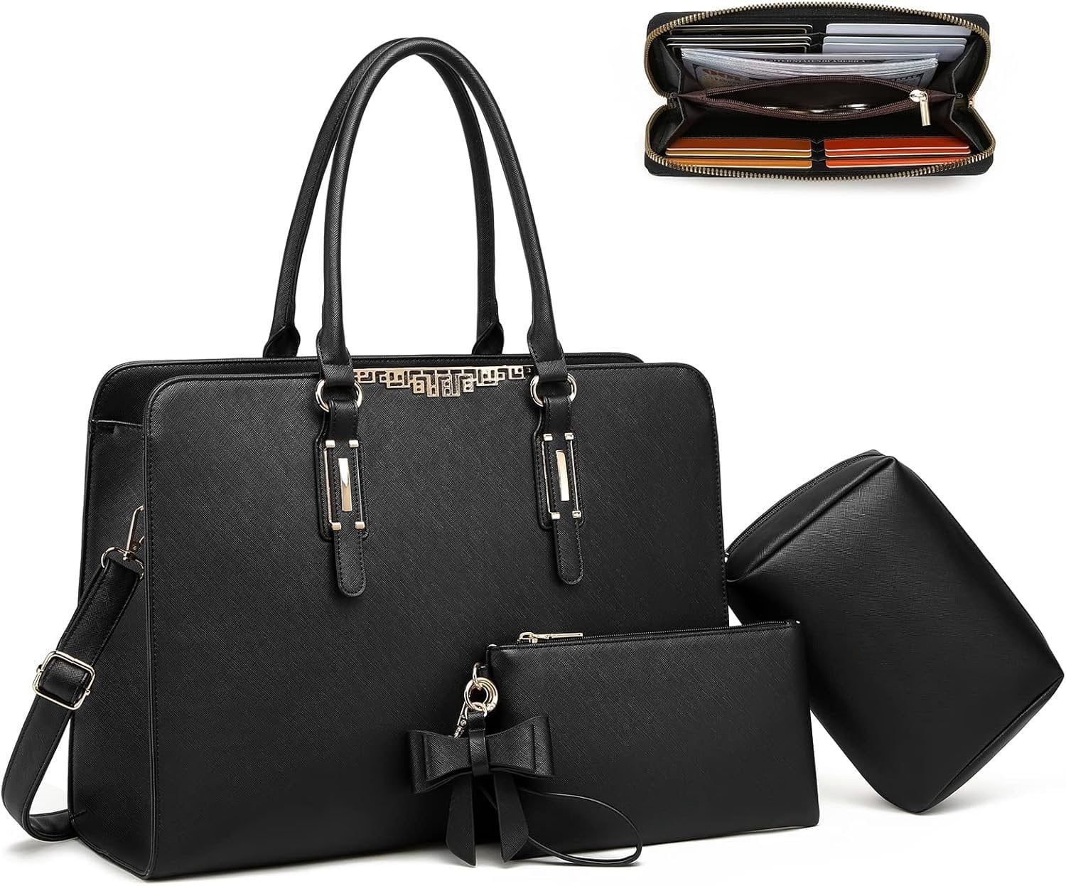 4 count Sets Laptop Bag for Women Large Leather Laptop Briefcase with ...
