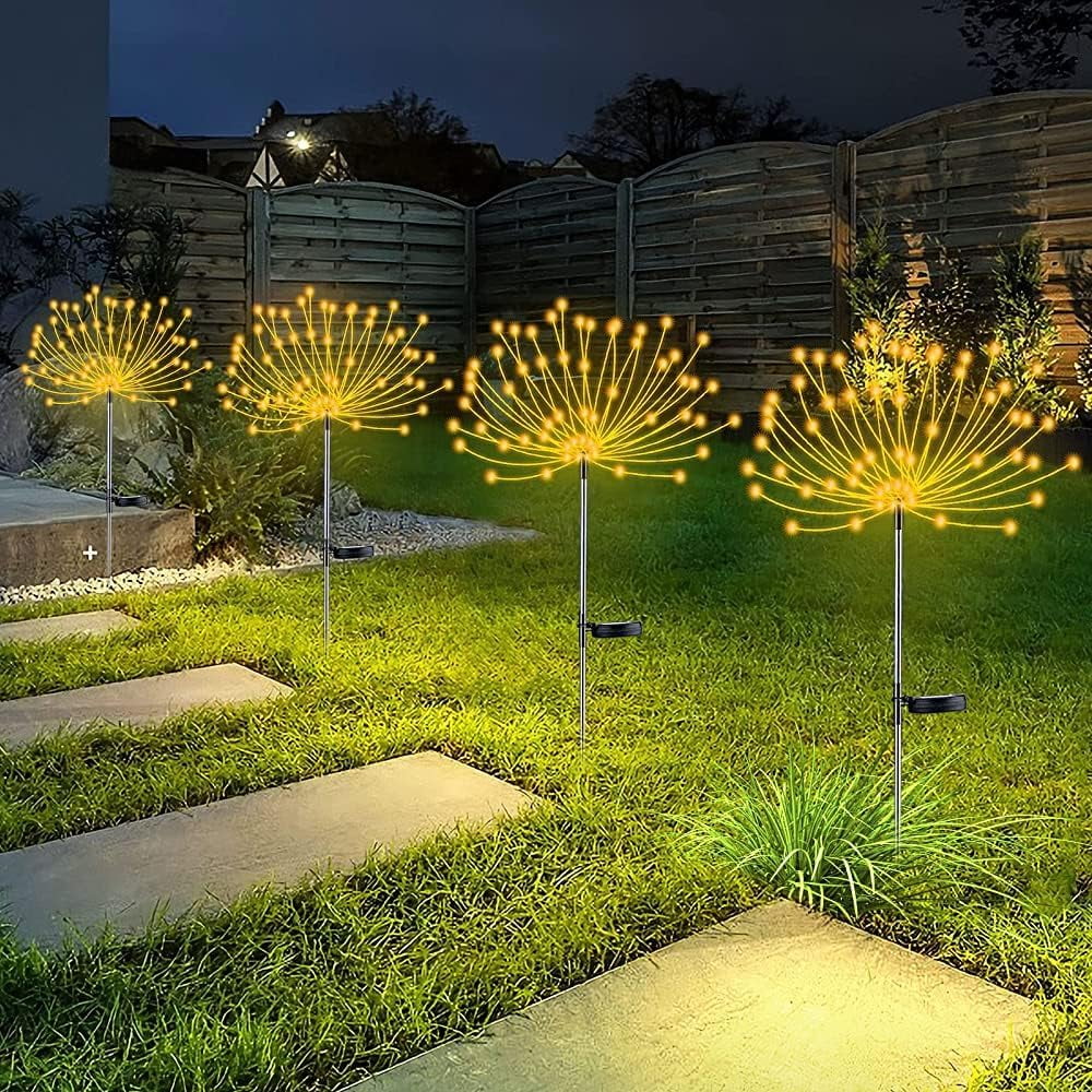 4 count Solar Firework Light, Outdoor Solar Garden Decorative Lights ...
