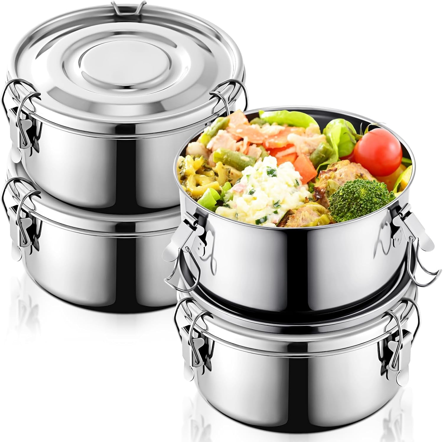 4 count Stainless Bento Box 36 oz 304 Stainless Storage Containers with ...