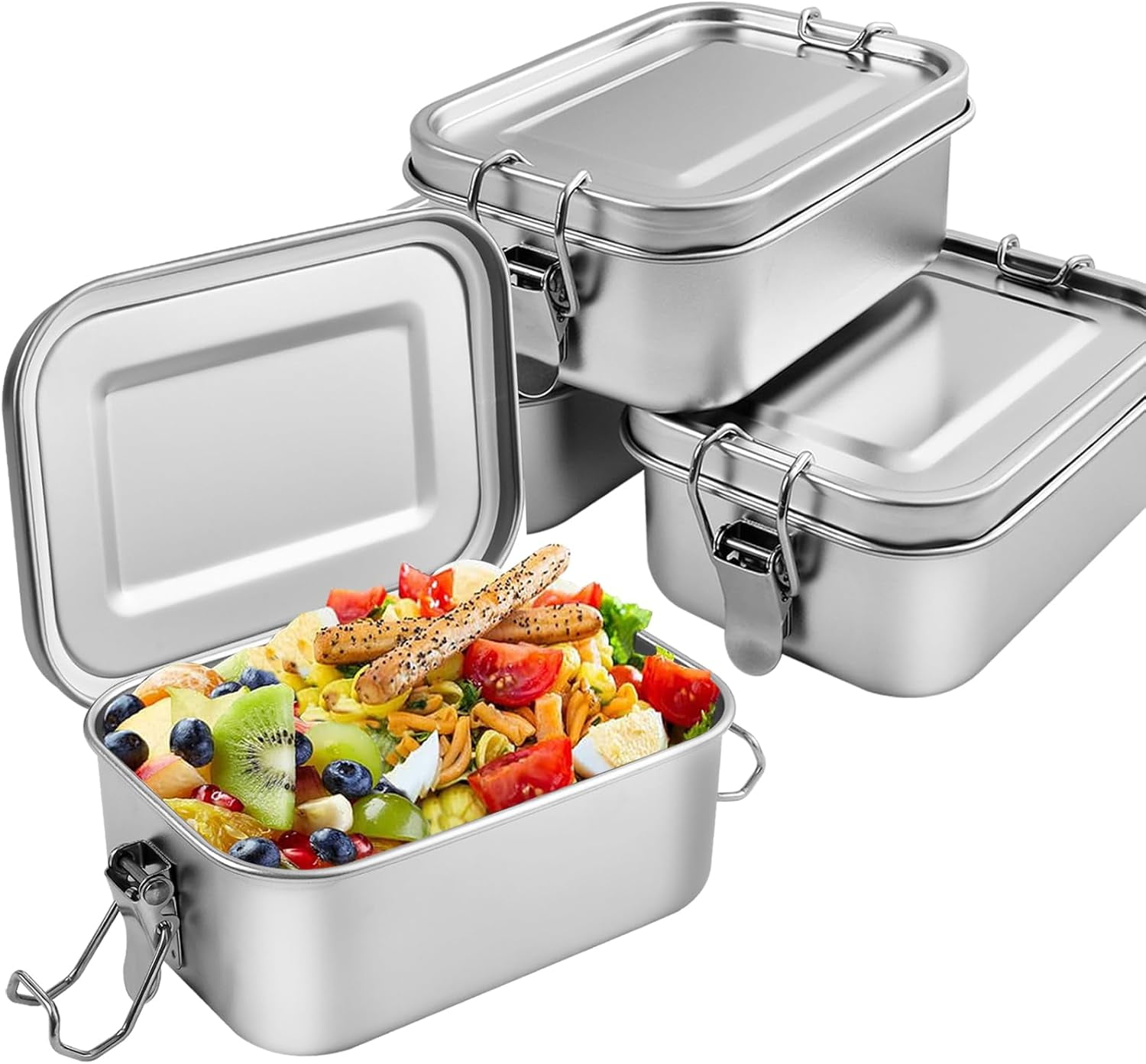 4 count Stainless Steel Bento Box, 550 ML Metal Lunch Box, Stainless ...