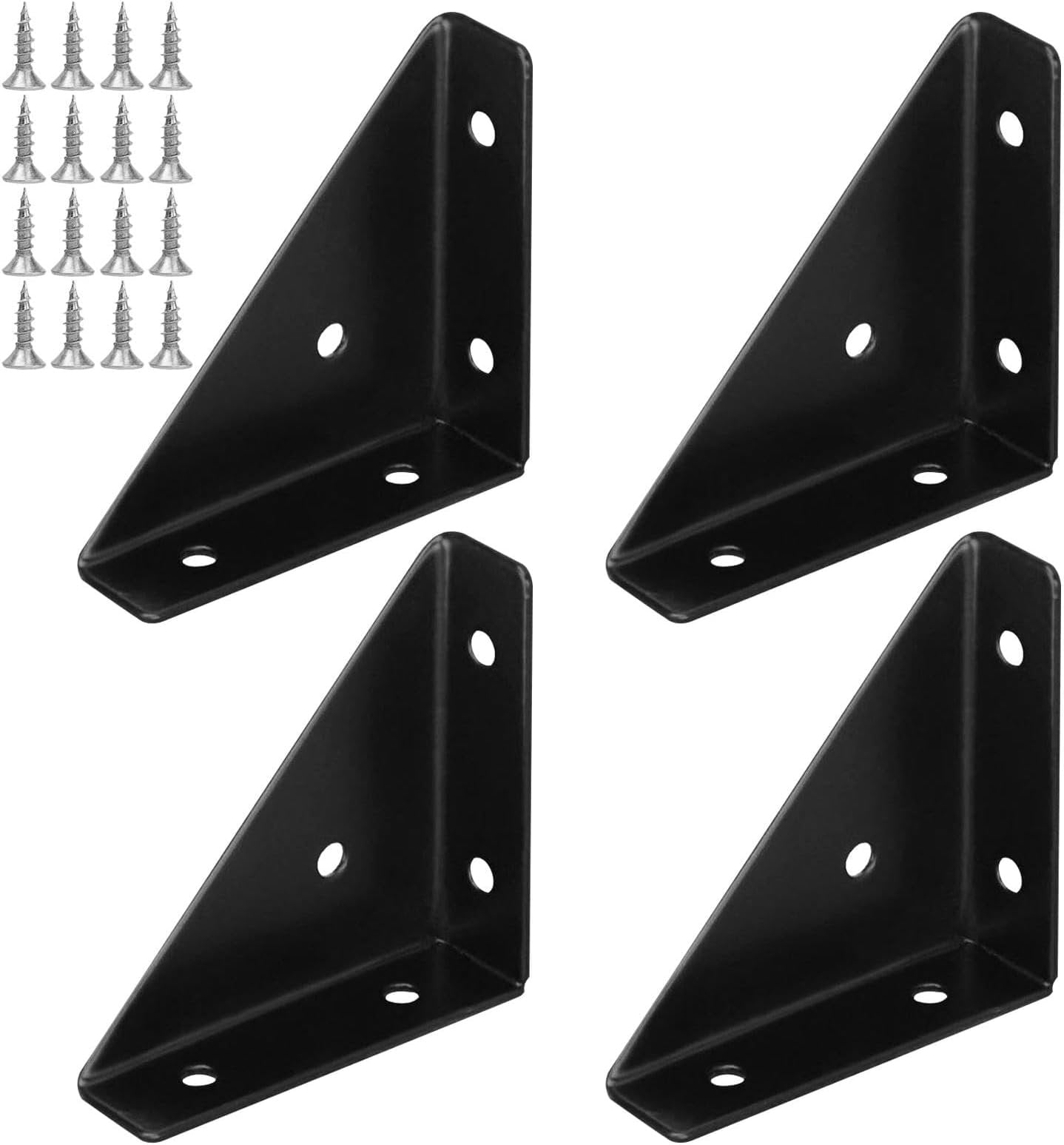 4 count Triangle Corner Braces Brackets, Black Angle Shelf Brackets ...