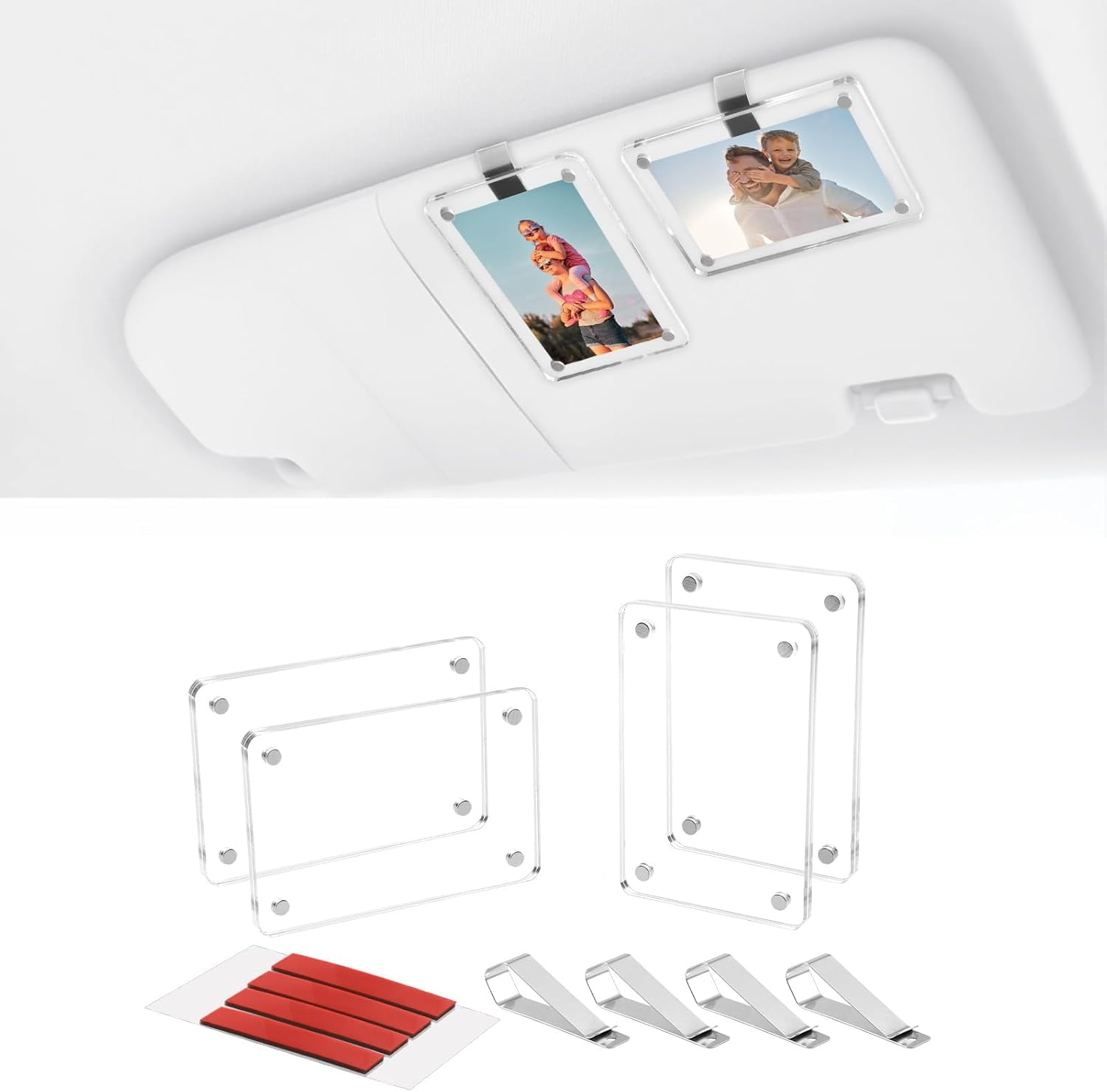4 count Visor Photo Holder Clip Picture Frame Display Horizontal ...