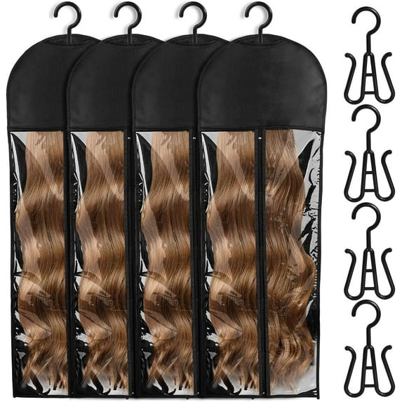 4 count Wig Holder Hair Storage Bags Wig Hanger Extra Long Hair ...