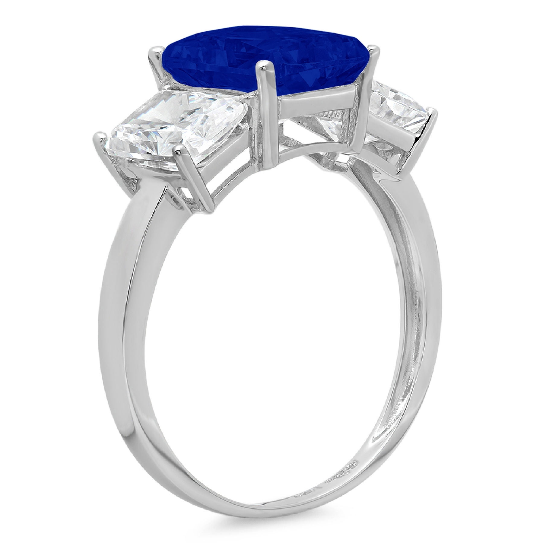 4 ct Brilliant Emerald Cut Clear Simulated Diamond 18K White Gold Three ...