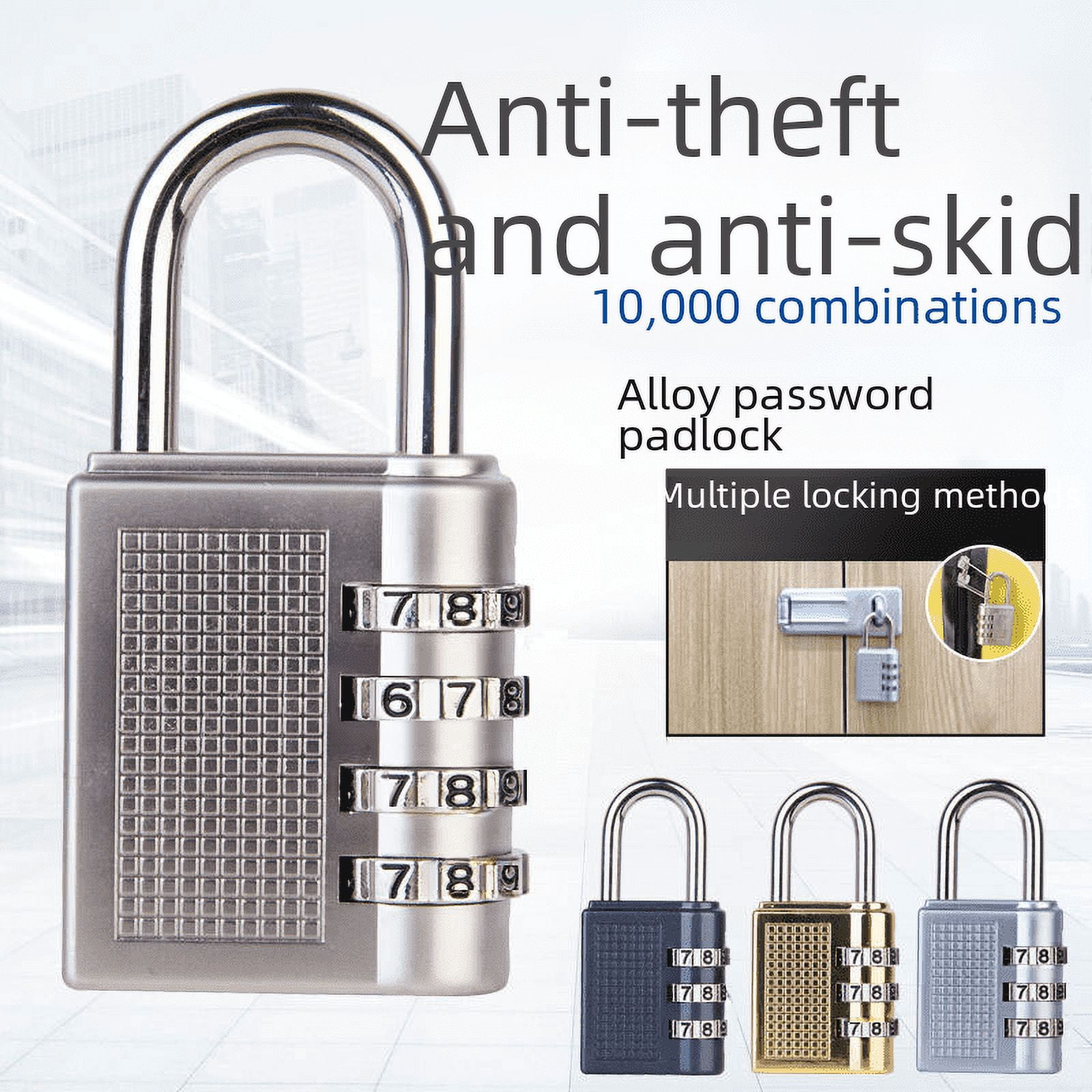 4 digit combination lock padlock gym warehouse door anti-theft lock ...