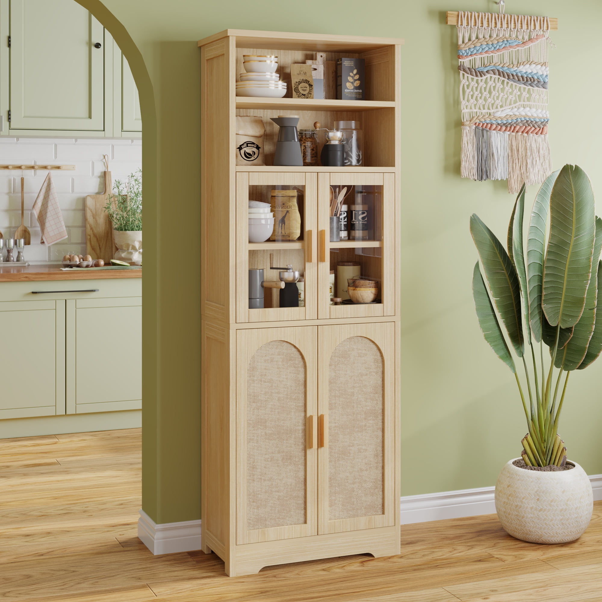 4 doors 6 layers with rattan surface Triamine board veneer 60*30*170cm ...