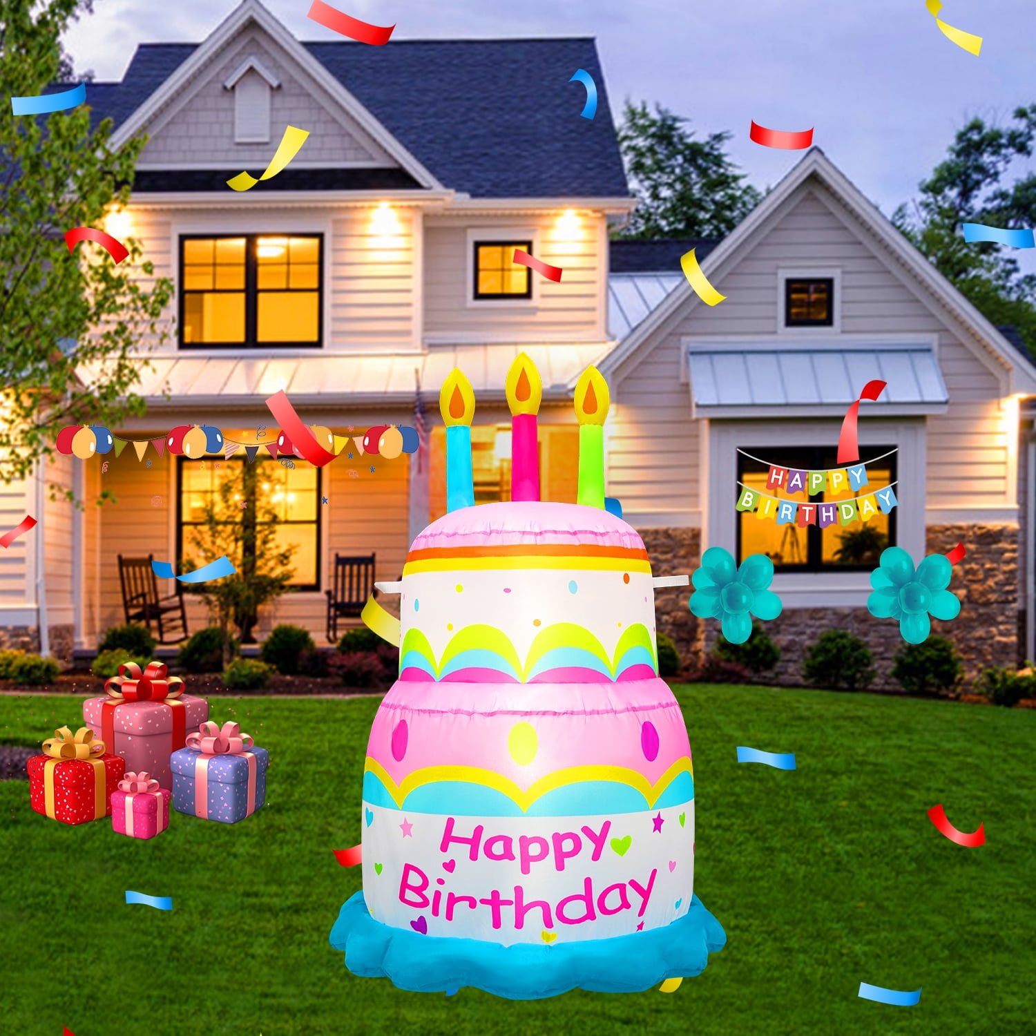 4 feet inflatable birthday cake, outdoor inflatable decoration ...