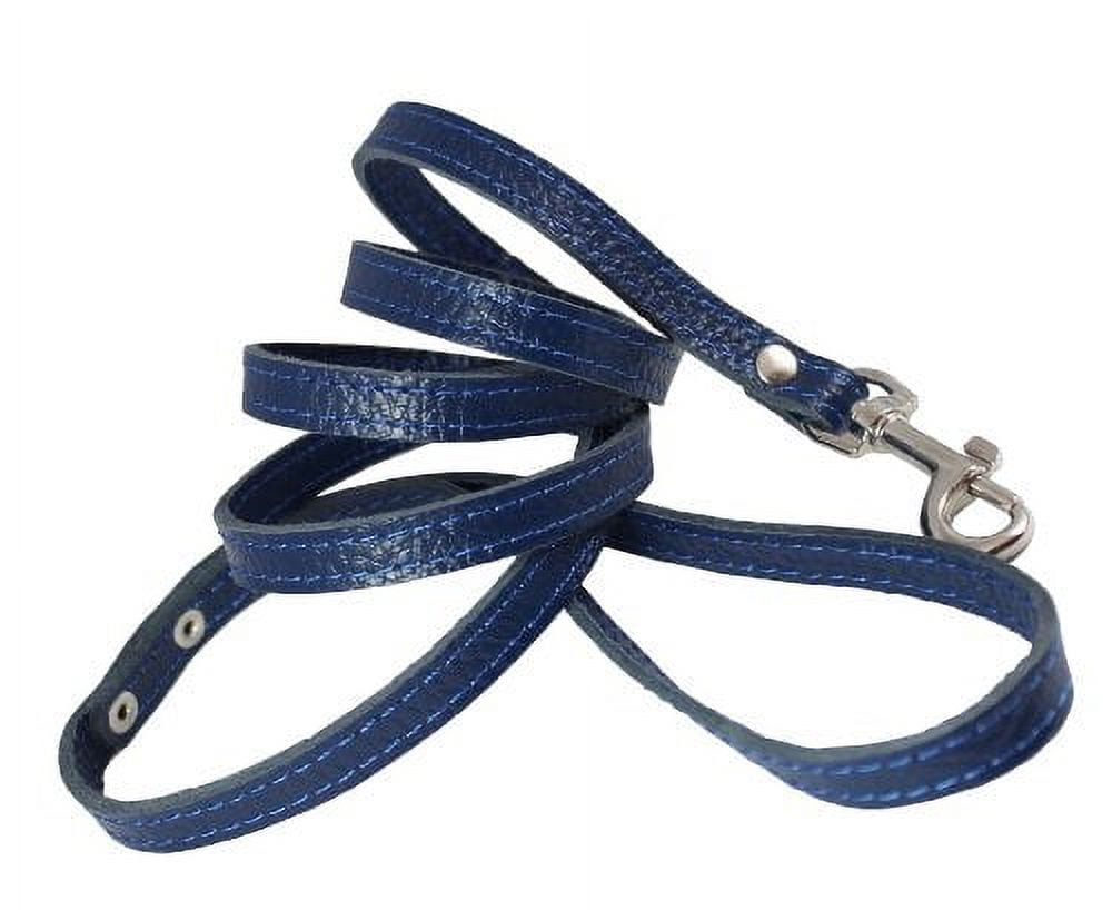 4-foot Genuine Leather 1/2" Wide Dog Leash for Small Breeds (Blue ...