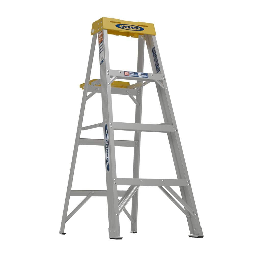 4 ft. Aluminum Step Ladder (8 ft. Reach Height) with 300 lb. Load ...