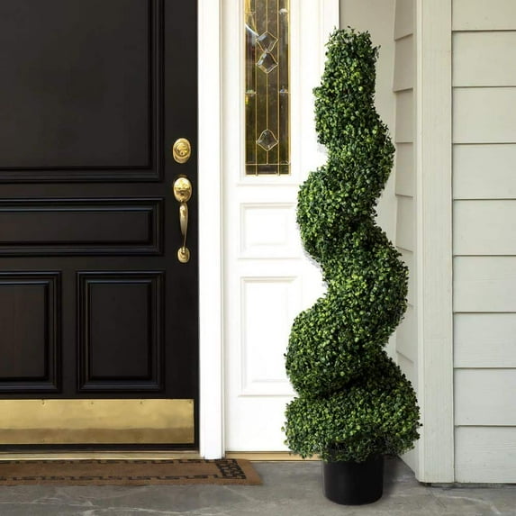 4 ft. Artificial Boxwood Spiral Topiary Tree - Walmart.com