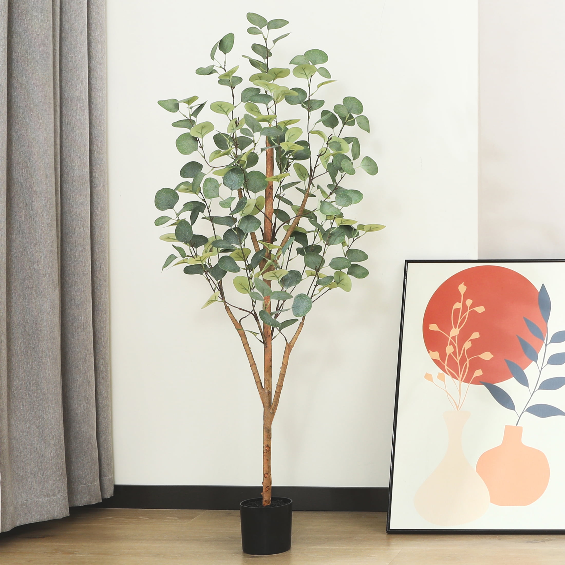 4ft Indoor/Outdoor Artificial Eucalyptus Plant with Realistic Leaves ...