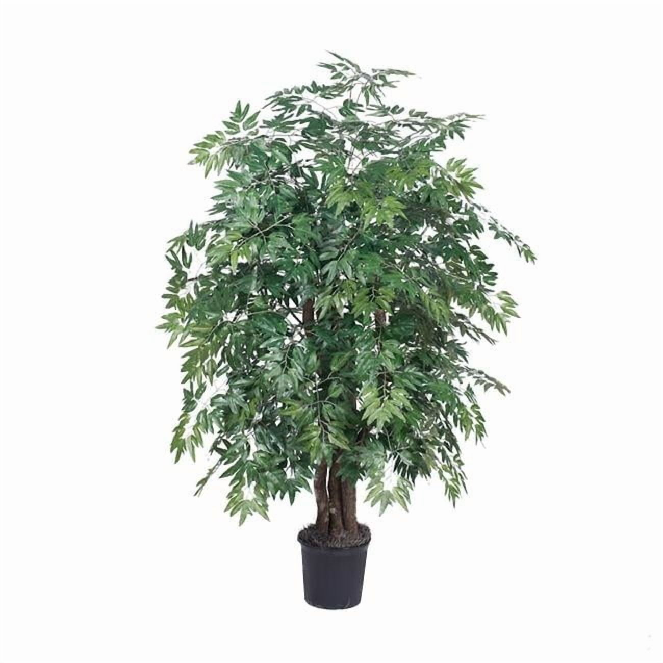 4 ft. Artificial Extra Full Ming Aralia Silk Bush Tree in Black Pot ...