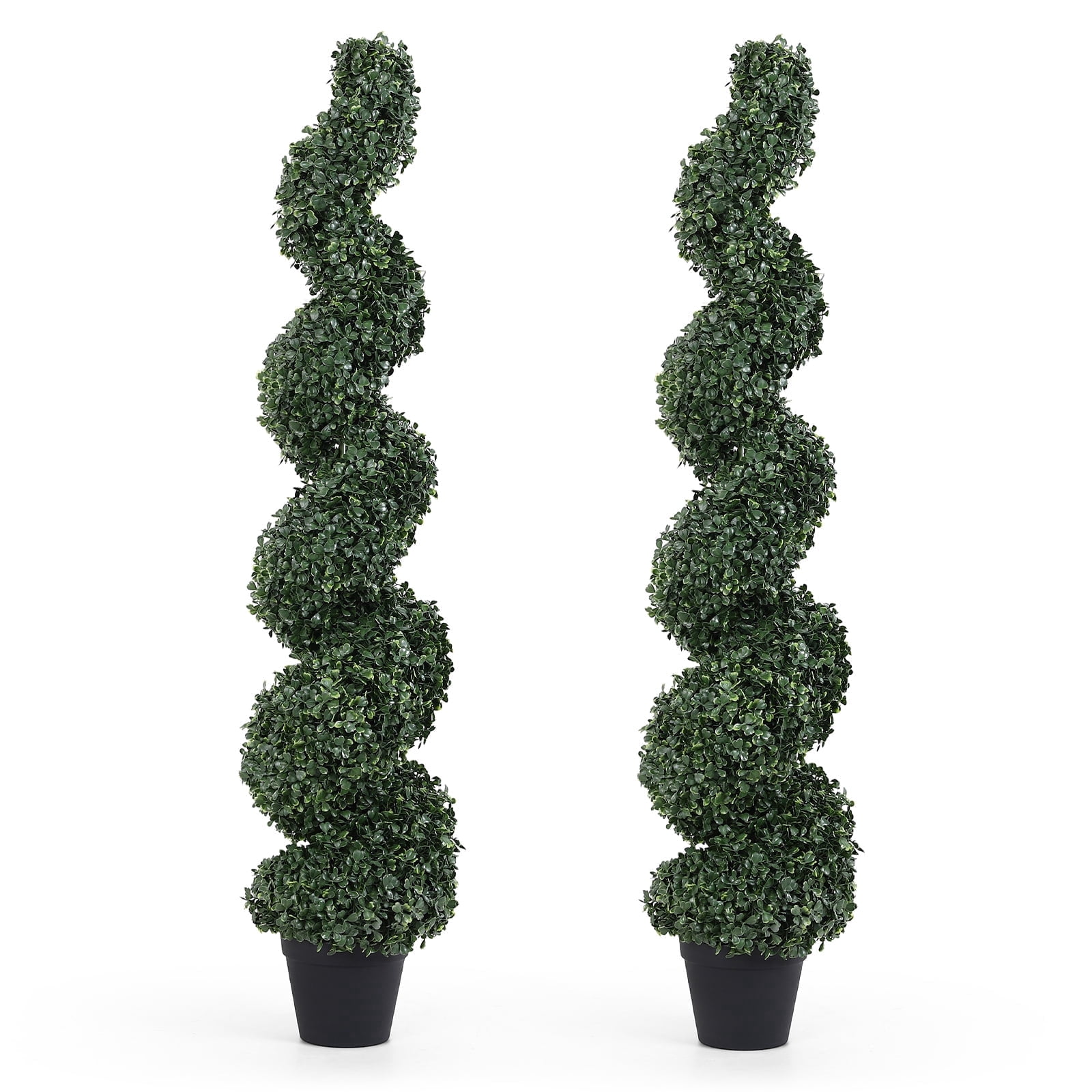 4 ft. Artificial Potted Spiral Green Boxwood Topiary - Walmart.com
