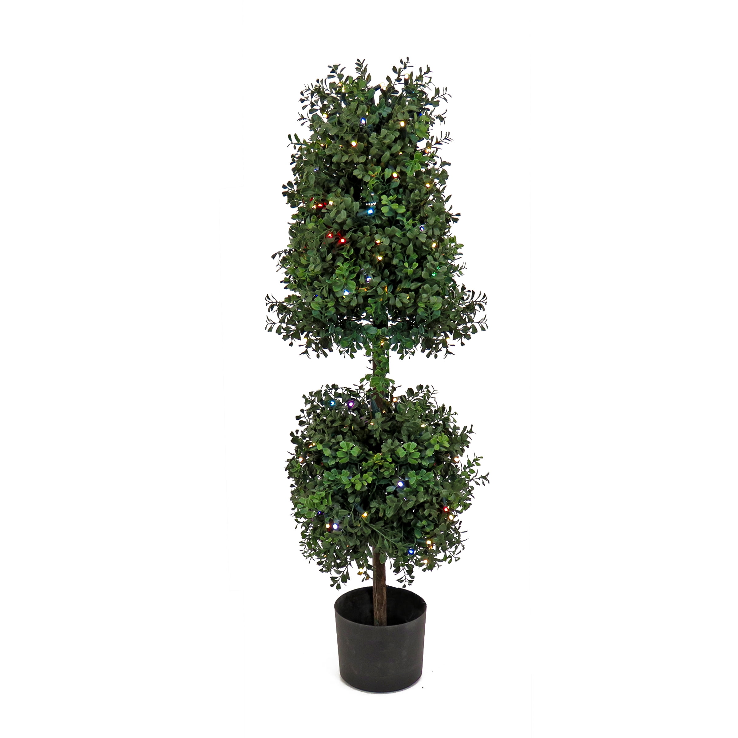4 ft. Boxwood Cone and Ball Topiary with Multi-Function LED Lights ...