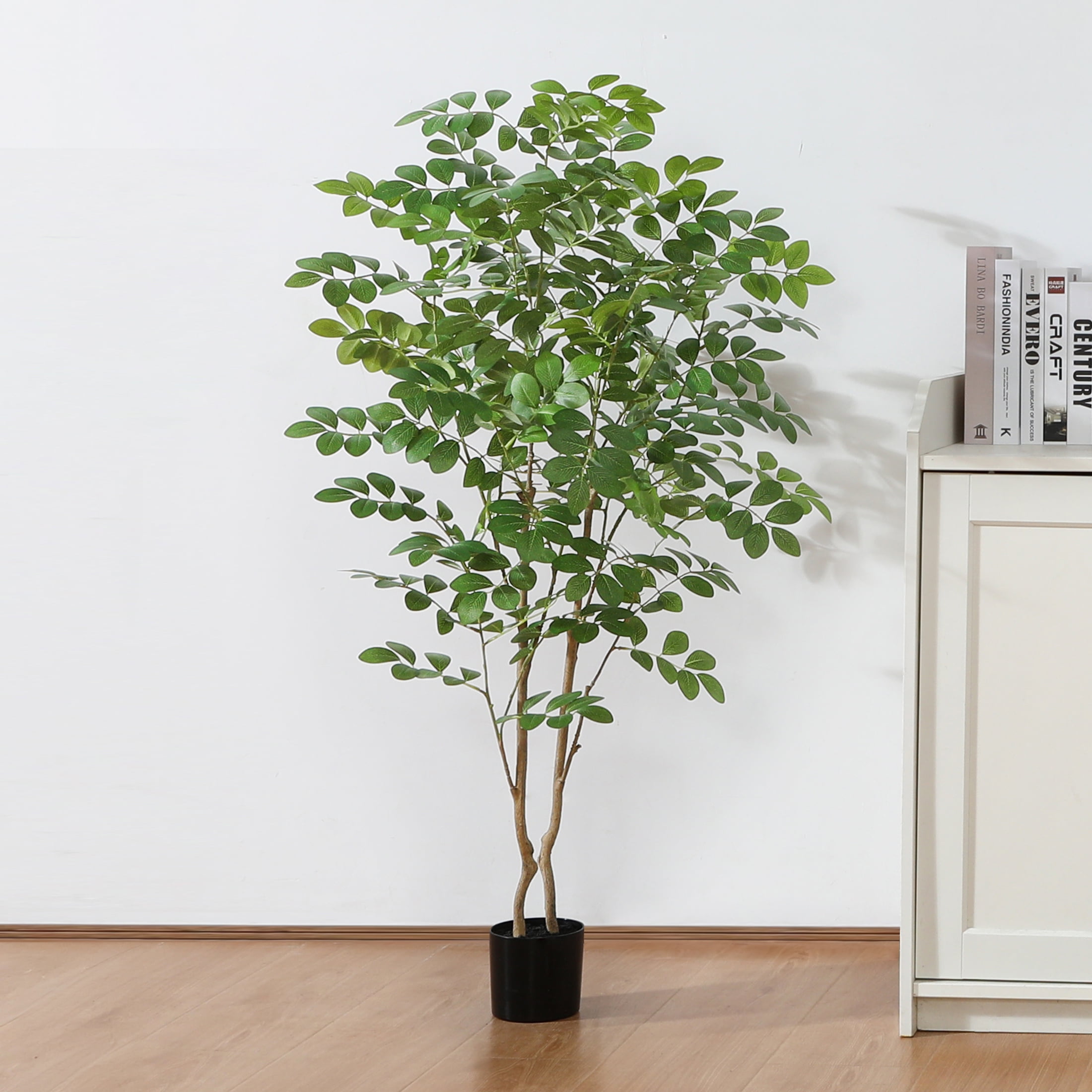 4 ft Indoor Faux Moringa Oleifera Tree in Pot, Fake Home Decor Plants ...