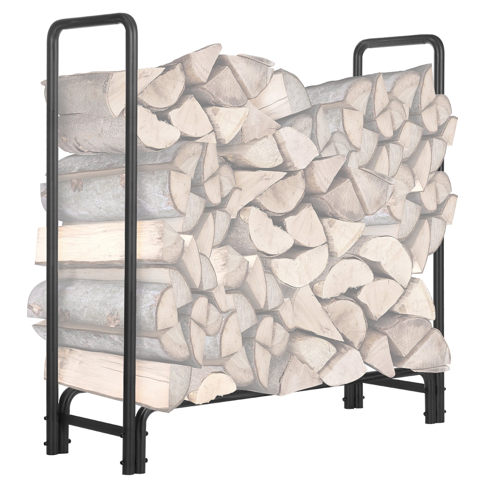 4 ft Outdoor Indoor Metal Firewood Rack, Heavy Duty Log Stand for ...